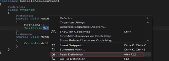 Look at Peek Definition Window in Visual Studio 2013